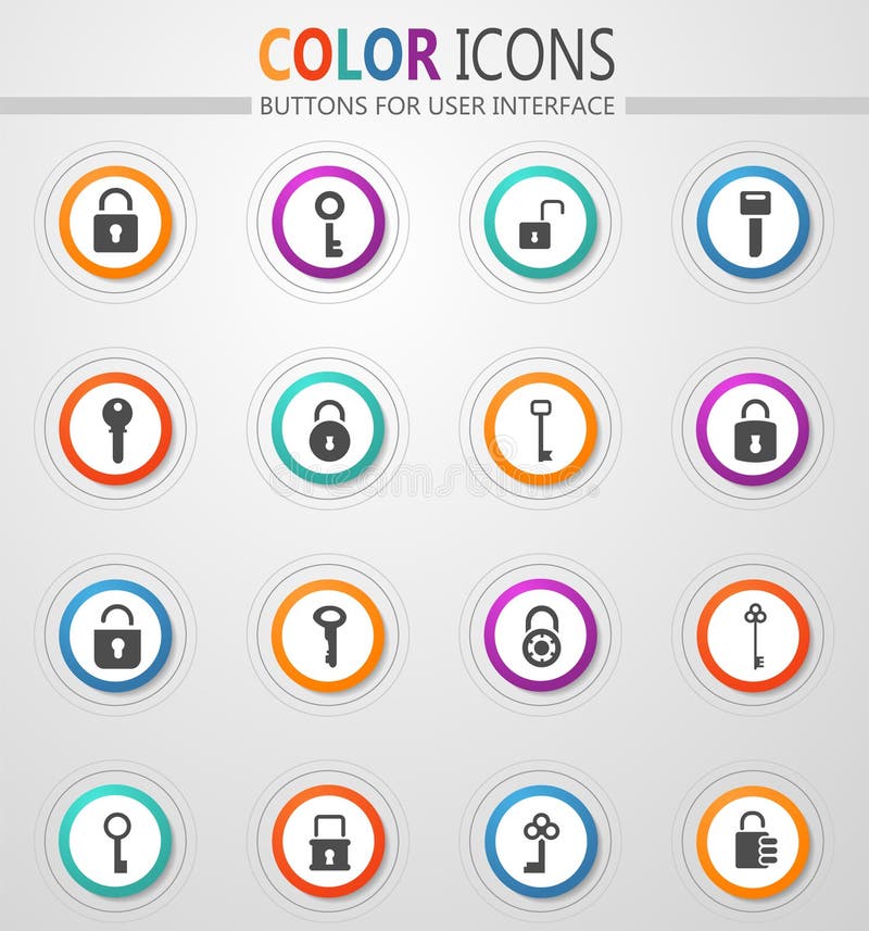 Lock and Key icons set stock vector. Illustration of symbol - 136588260