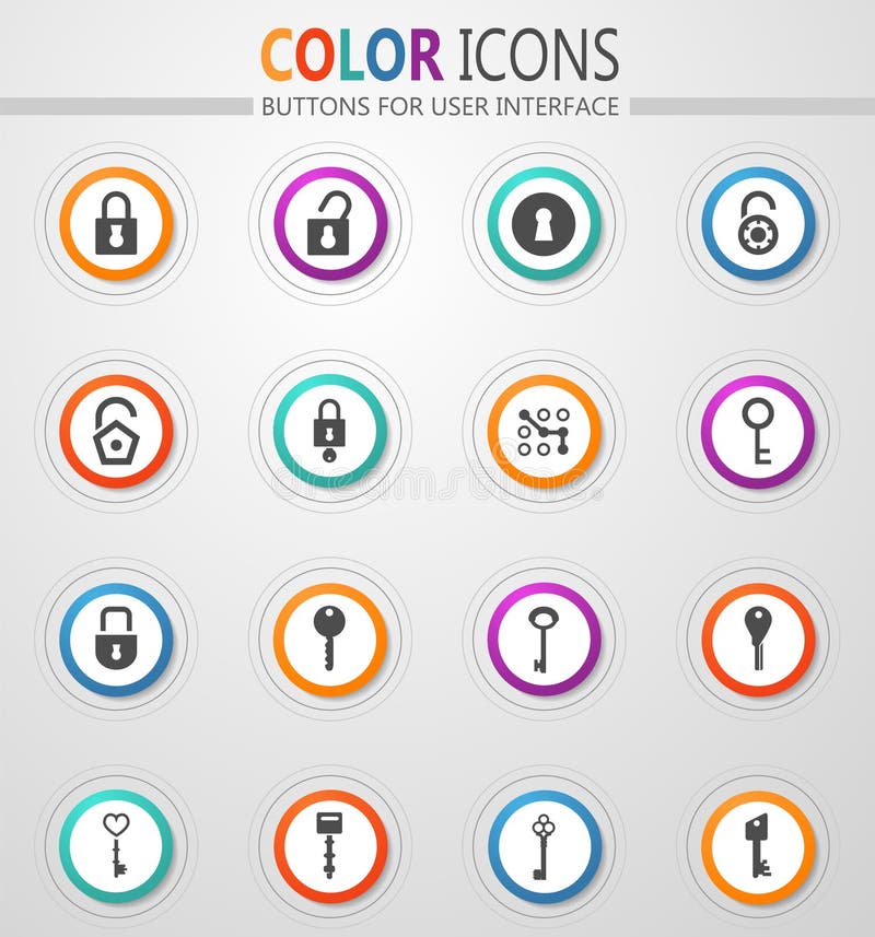 Lock and Key icons set stock vector. Illustration of vector - 136588278