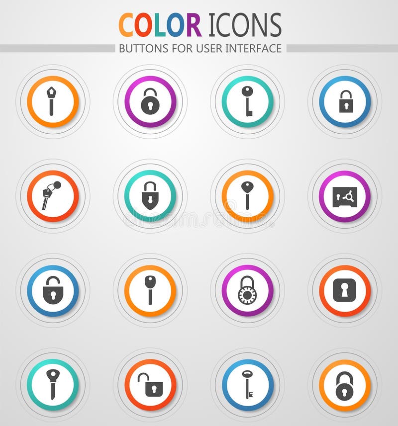 Lock and Key icons set stock vector. Illustration of retro - 136588279