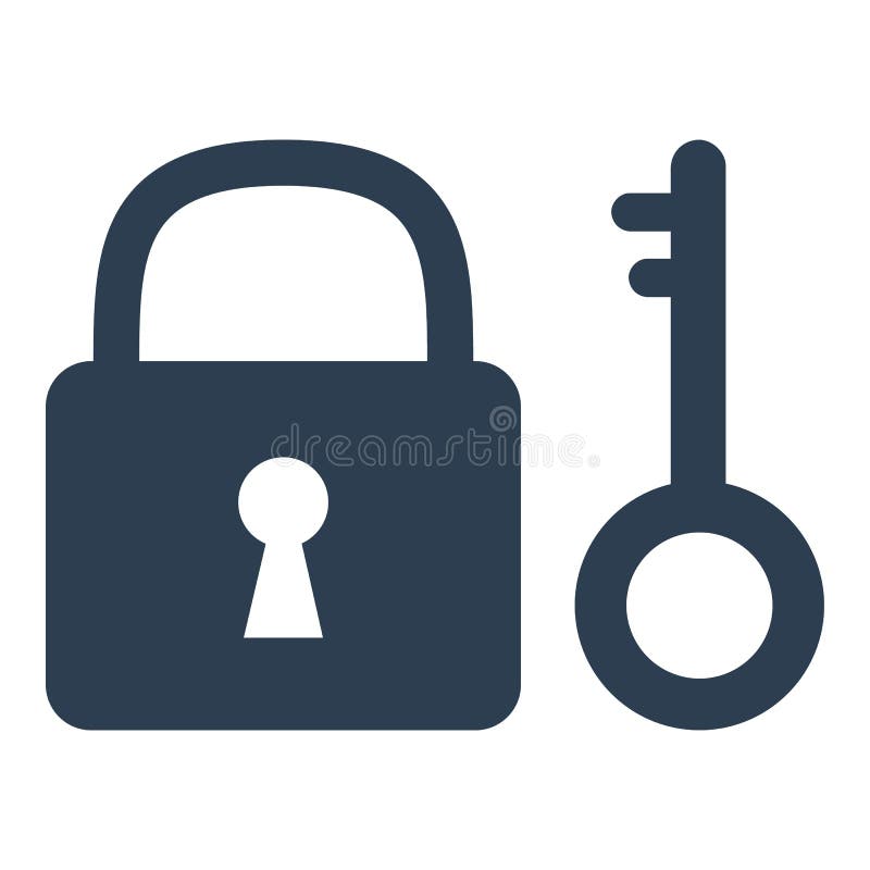 Lock and Key Icon on White Background. Stock Illustration ...