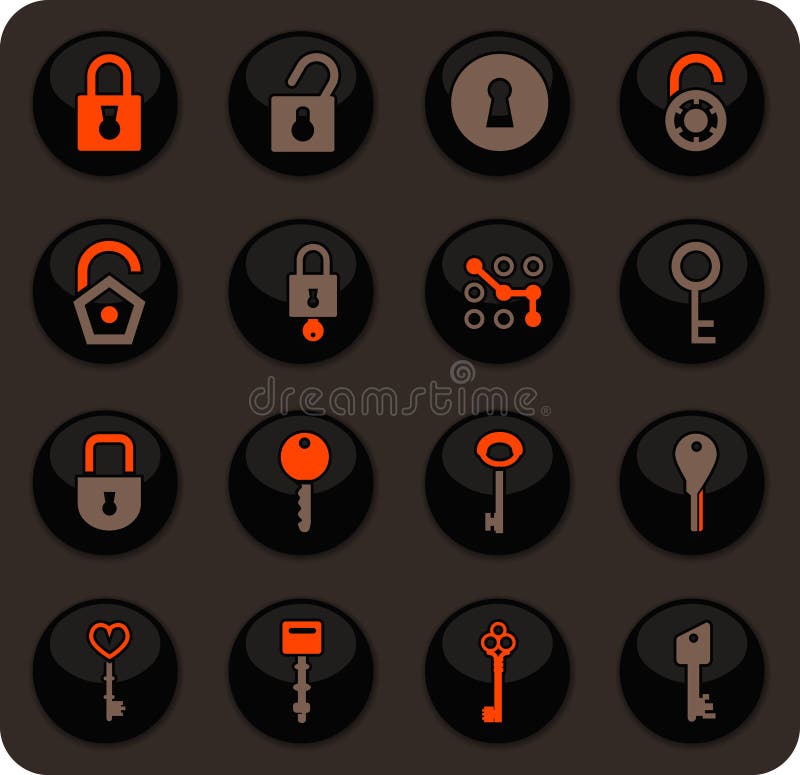Lock and Key icons set stock vector. Illustration of globe - 142307947