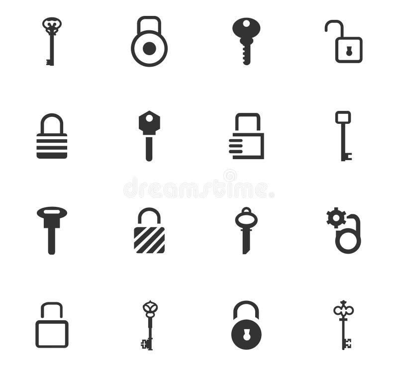 Lock and Key icons set stock vector. Illustration of lock - 71575591