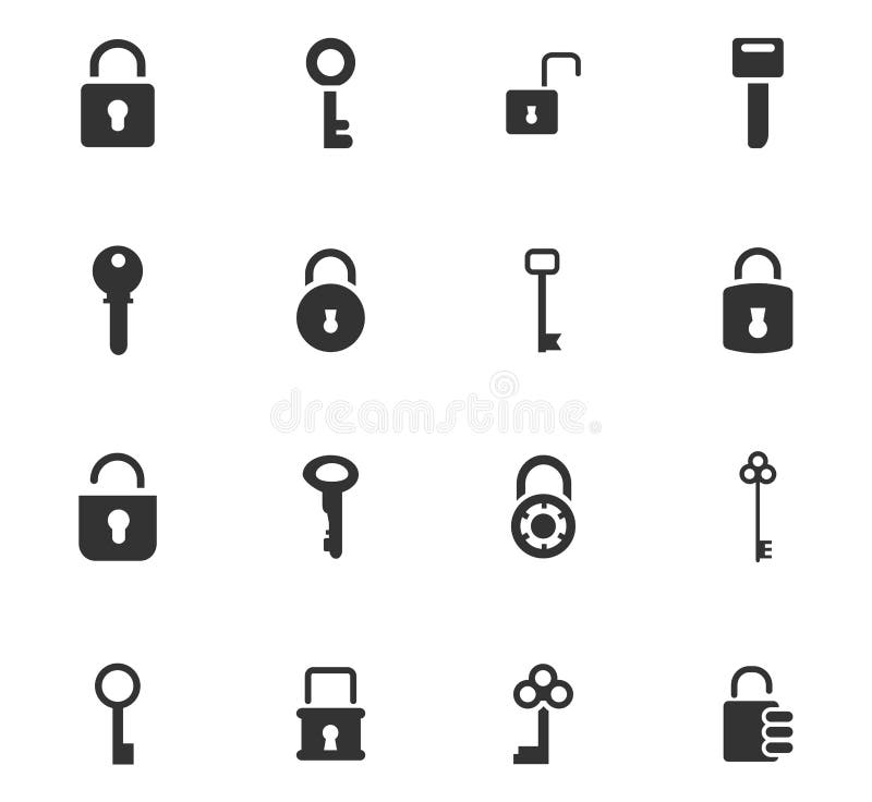 Lock and Key icons set stock illustration. Illustration of technology ...