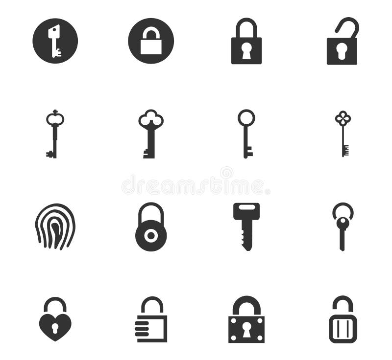 Lock and Key icons set stock illustration. Illustration of ornament ...