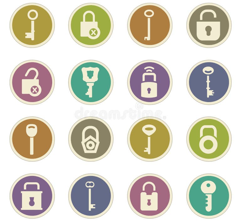 Lock and Key icons set stock illustration. Illustration of icon - 89179554