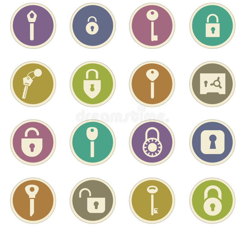 Lock and Key icons set stock illustration. Illustration of lock - 89179635