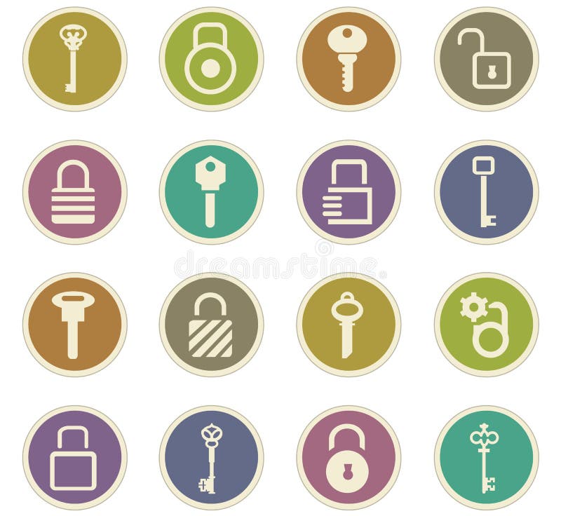 Lock and Key icons set stock illustration. Illustration of padlock ...