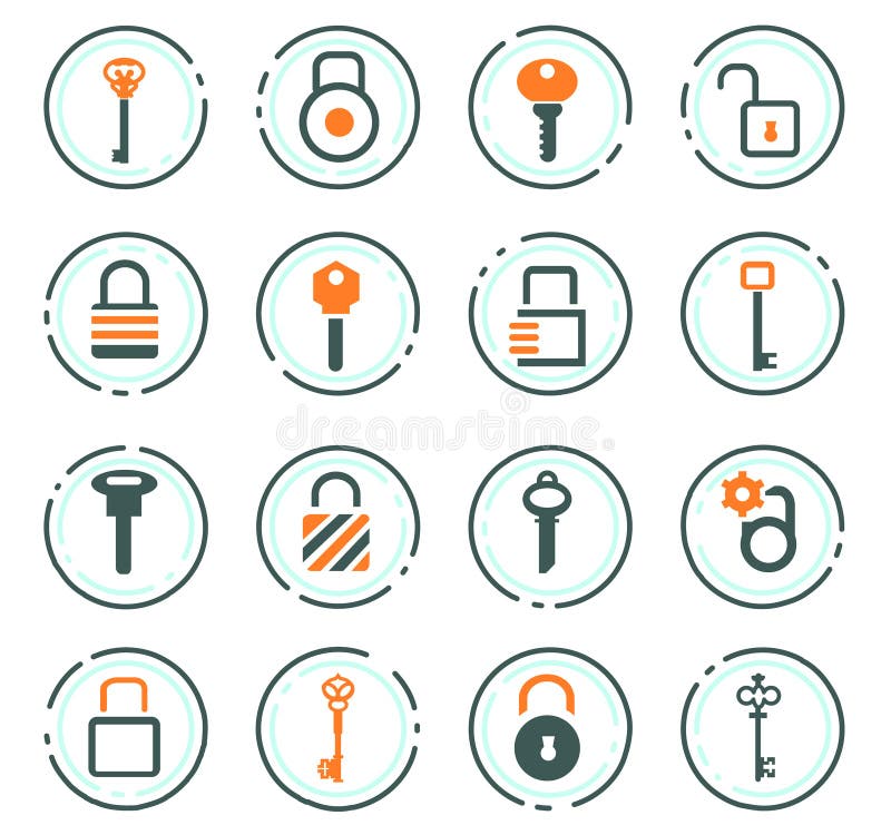 Lock and Key icons set stock vector. Illustration of safe - 155367185