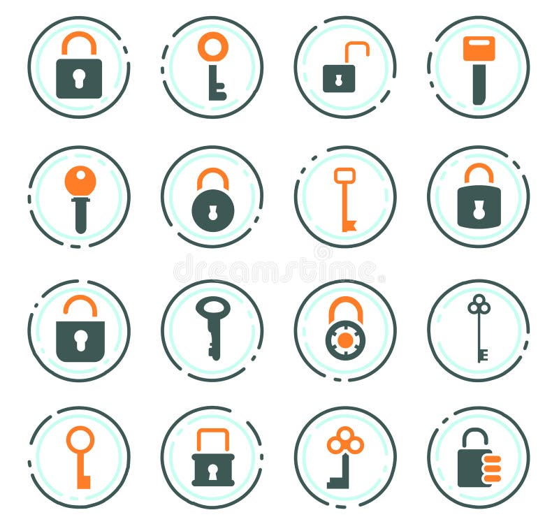 Lock and Key icons set stock vector. Illustration of lock - 155367415