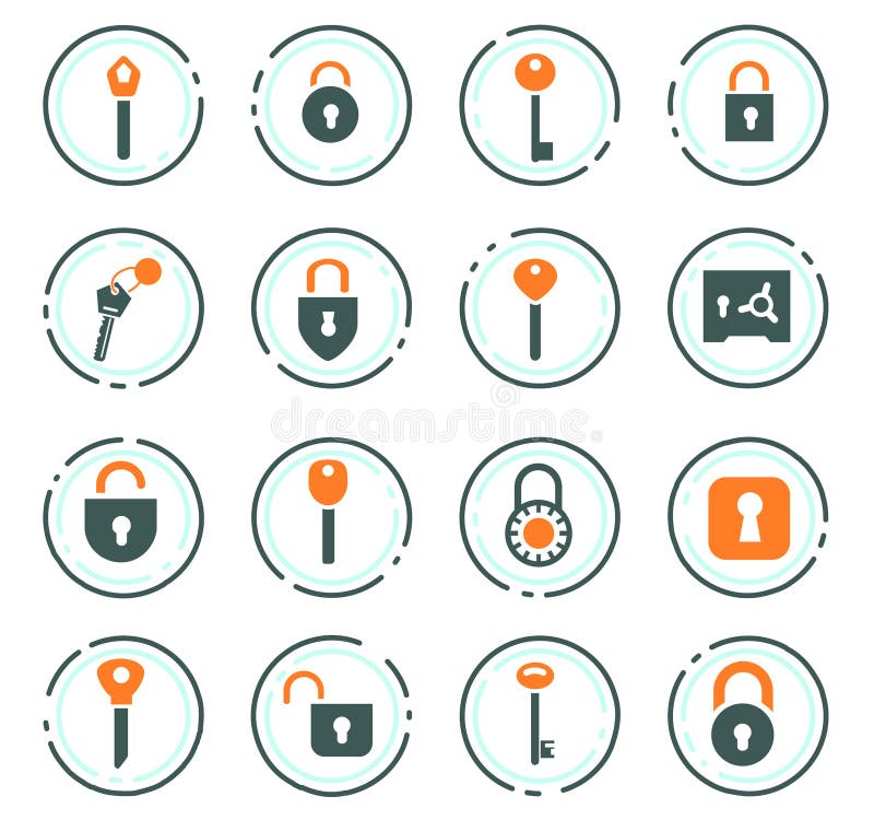 Lock and Key icons set stock vector. Illustration of safe - 155367734