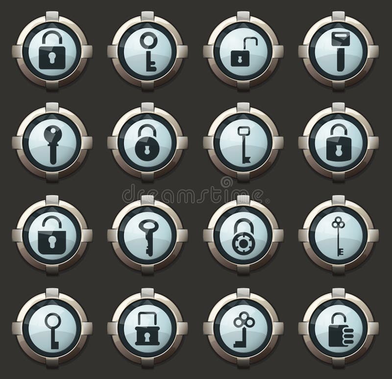 Lock and Key icons set stock vector. Illustration of black - 134947960