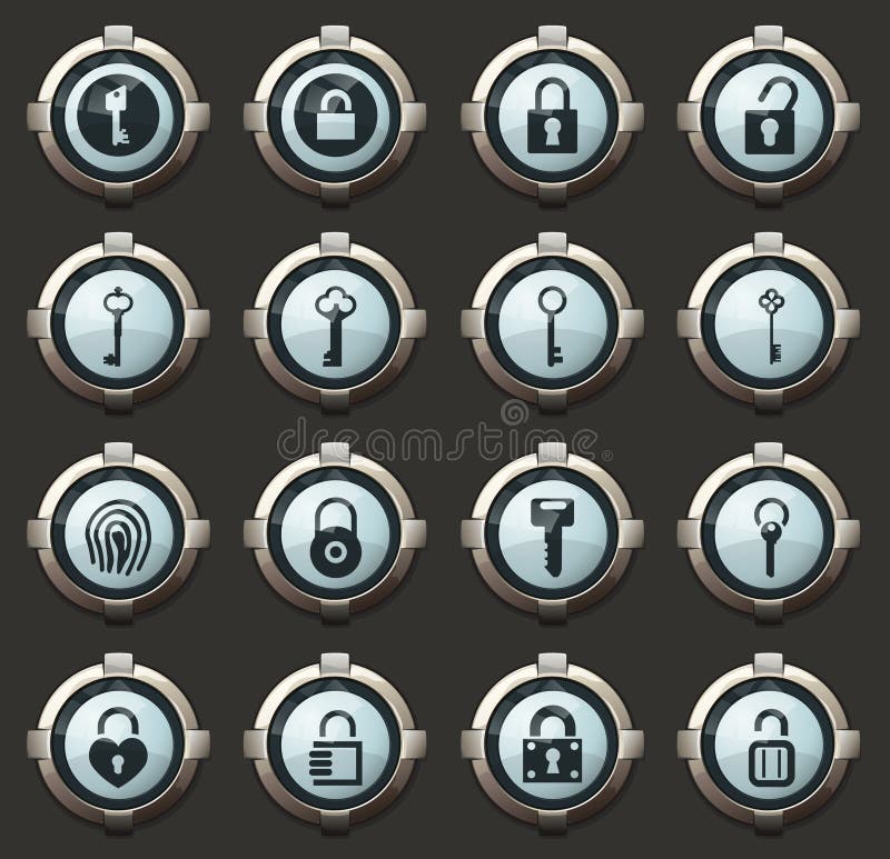 Lock and Key icons set stock vector. Illustration of computer - 134947988