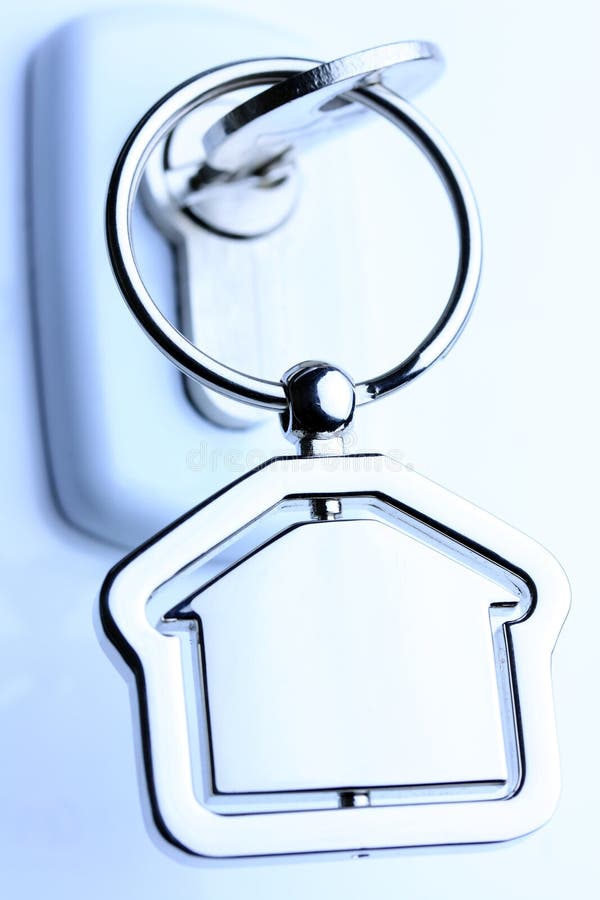 Lock and Key with Metal House Figure Stock Image - Image of copy ...