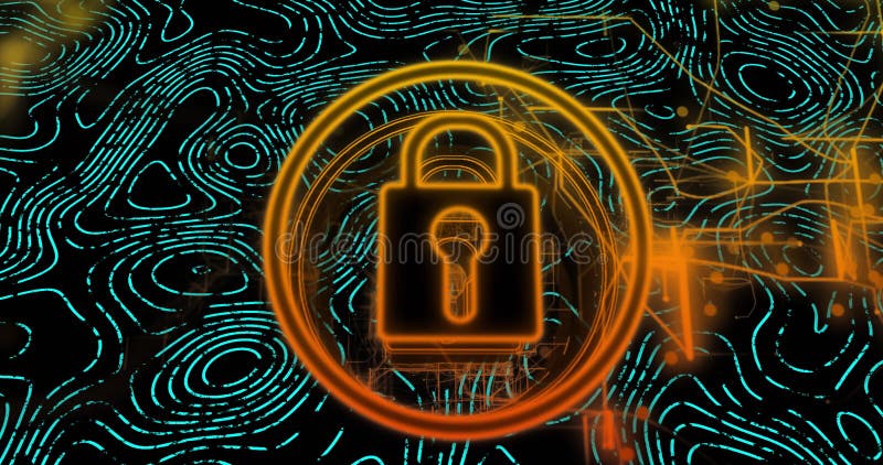 Lock and Key Symbol Image Over Digital Fingerprint Patterns Stock Illustration - Illustration of ...
