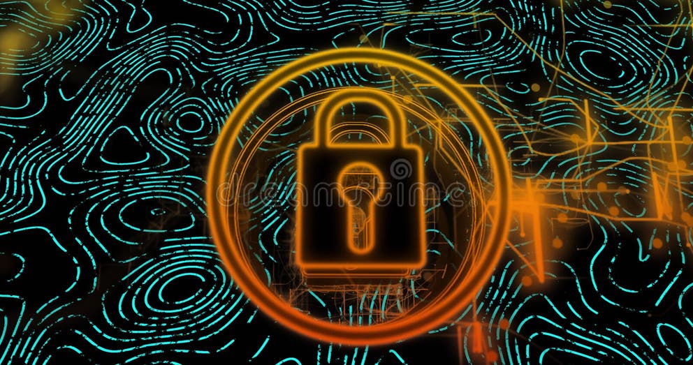 Lock and Key Symbol Image Over Digital Fingerprint Patterns Stock ...