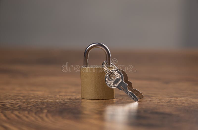 Lock with key on the table stock image. Image of concept - 208036359
