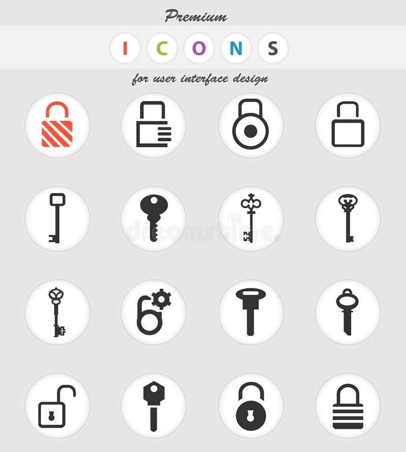 Lock and key icon set stock vector. Illustration of lock - 123057686