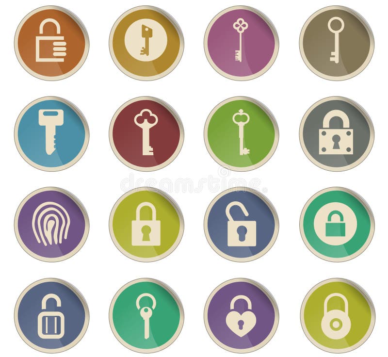 Lock and key icon set stock vector. Illustration of padlock - 123509039