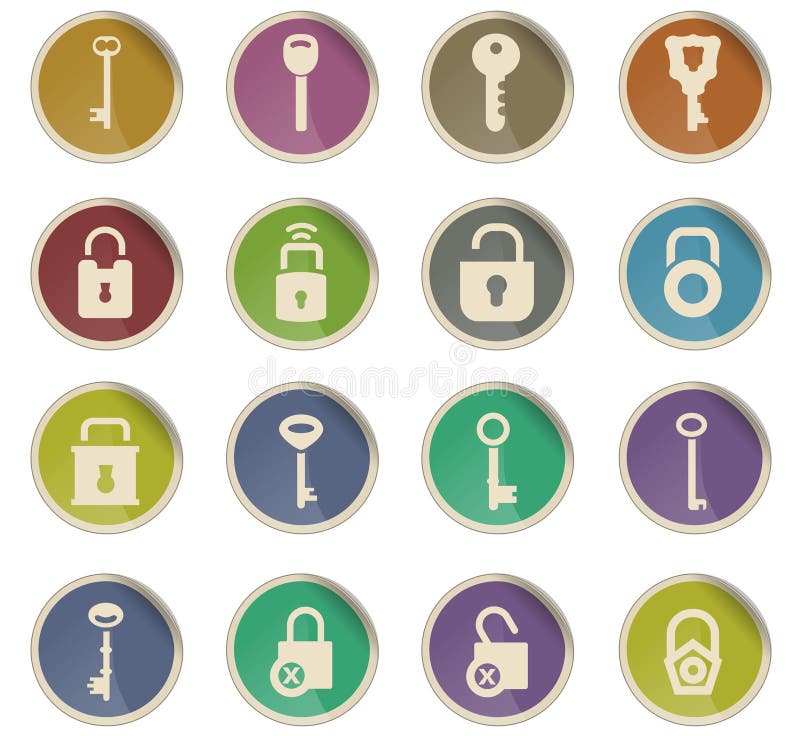 Lock and key icon set stock vector. Illustration of safe - 123509153