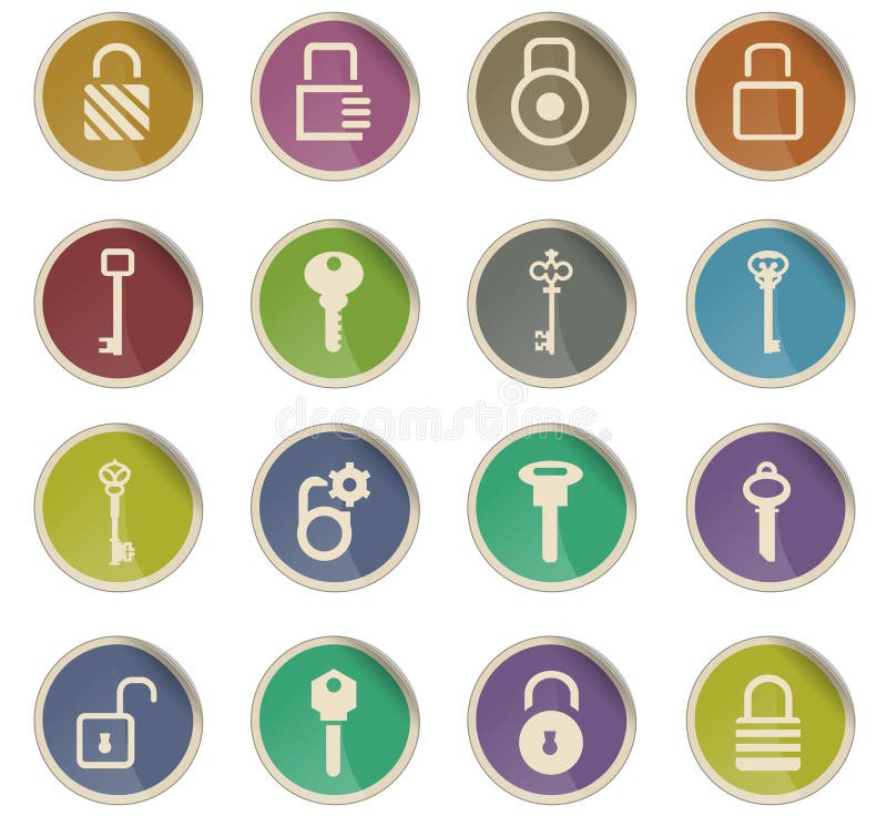 Lock and key icon set stock vector. Illustration of keyhole - 123510334
