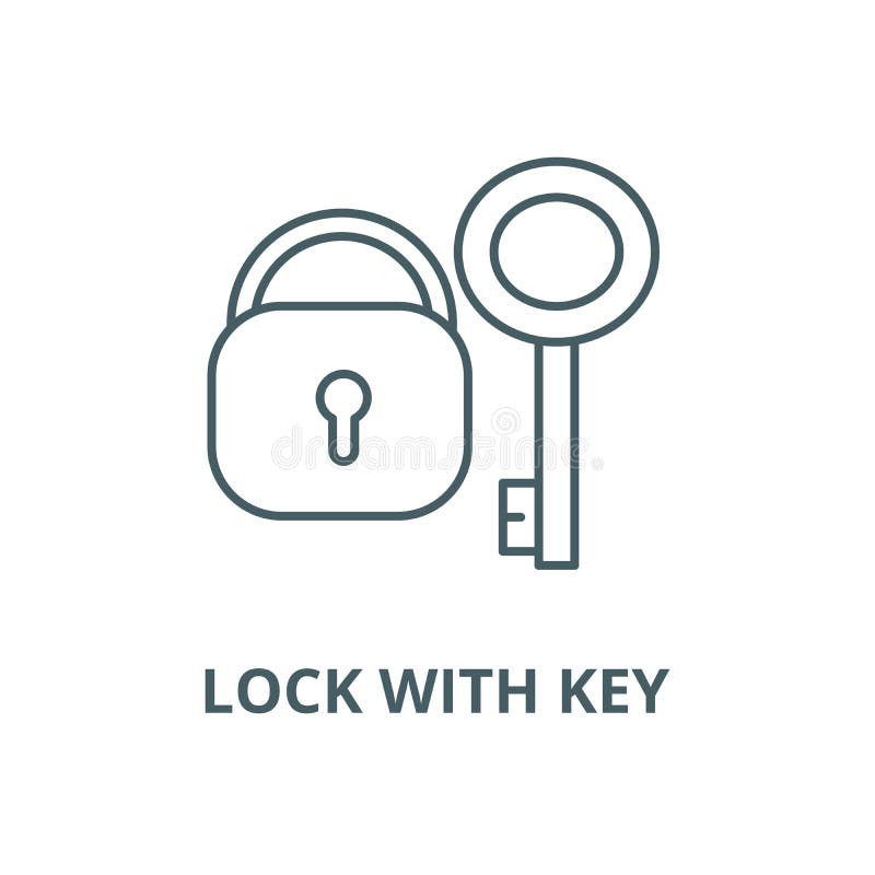 Lock with Key Vector Line Icon, Linear Concept, Outline Sign, Symbol ...