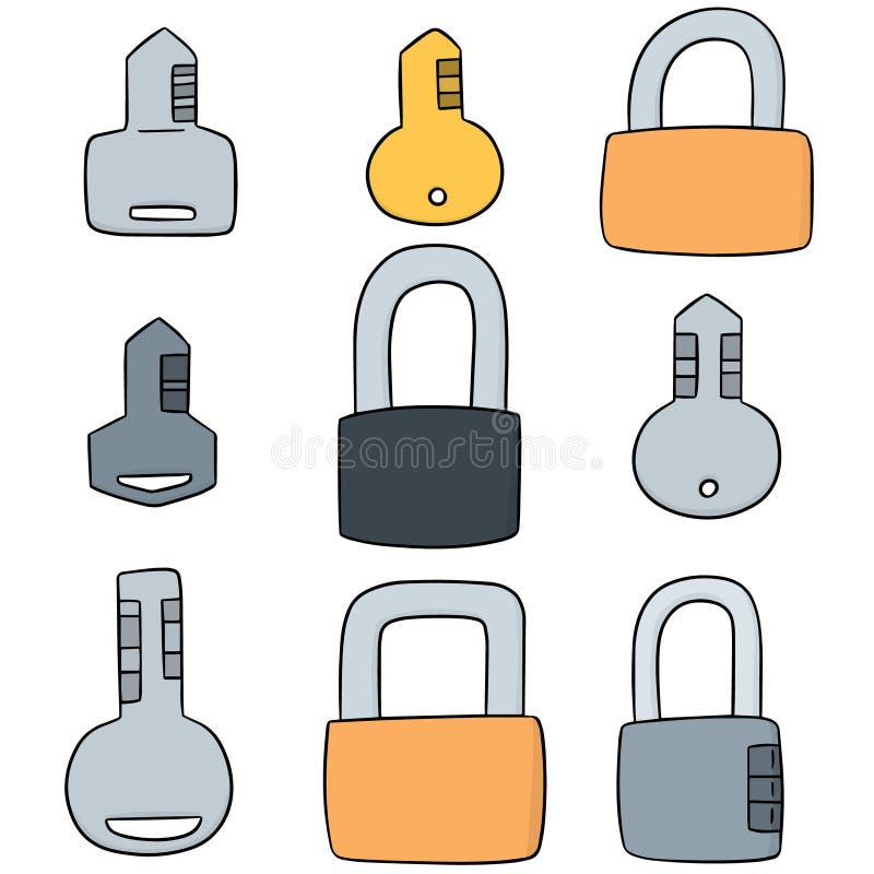 Lock and key stock vector. Illustration of collection - 75336628