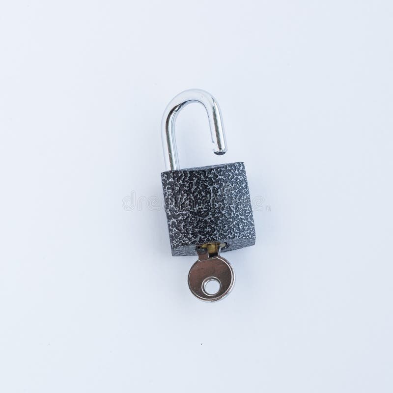 Lock with Key on a White Background Stock Image - Image of business ...