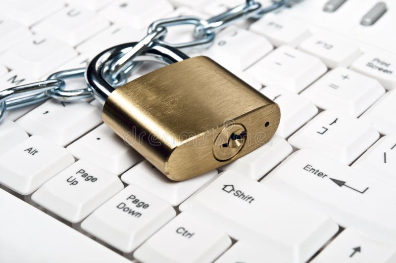 Padlock on a Computer Keyboard Stock Image - Image of protection, white ...