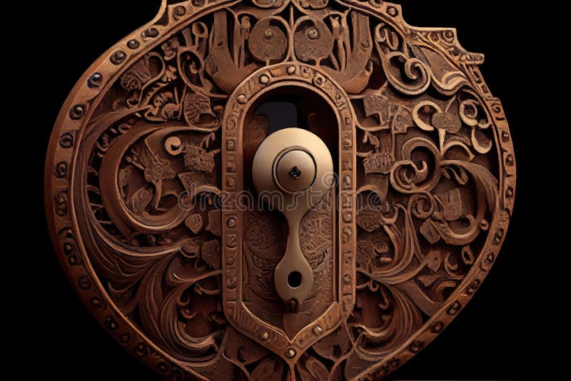A Lock with a Keyhole Surrounded by Intricate Carvings Stock ...