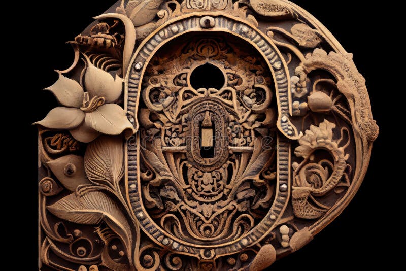 A Lock with a Keyhole Surrounded by Intricate Carvings Stock ...