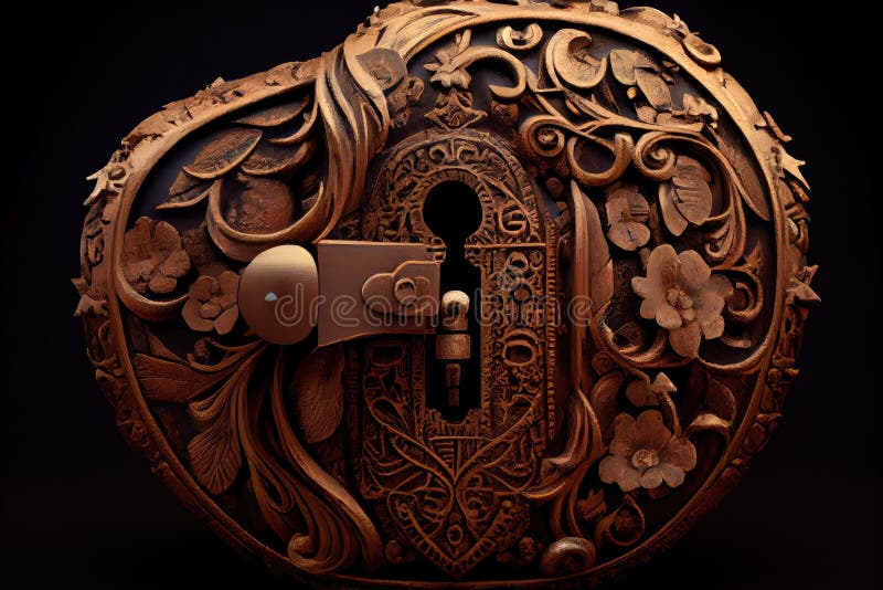 A Lock with a Keyhole Surrounded by Intricate Carvings Stock ...
