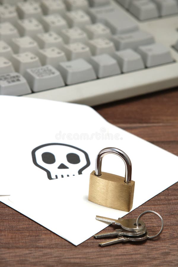 Lock and Keys in Front of Envelope with Skull Written on Card Resting ...