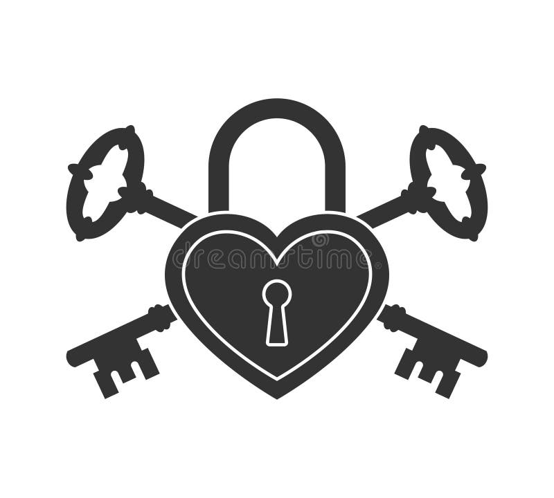 Lock Heart Shaped and Two Keys Stock Vector - Illustration of drawn ...