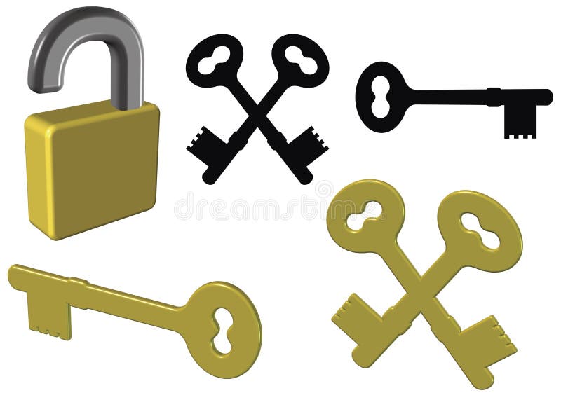 Lock and keys - isolated stock illustration. Illustration of safe - 6776773
