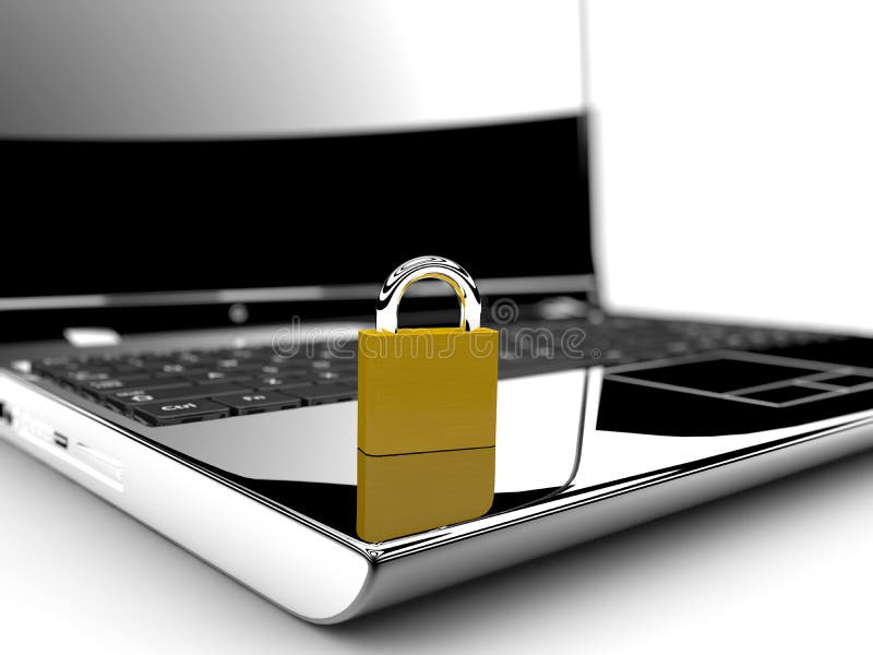 Lock on a laptop stock illustration. Illustration of global - 29294464