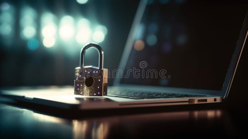 Lock on Laptop As Computer Protection and Cyber Safety Concept Private ...