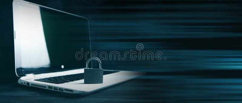 Lock on Laptop. Cybersecurity Concept Stock Photo - Image of safety ...