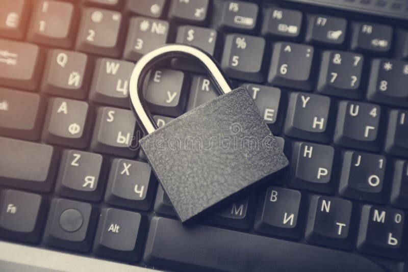 Lock on computer keyboard stock image. Image of penetration - 177834505
