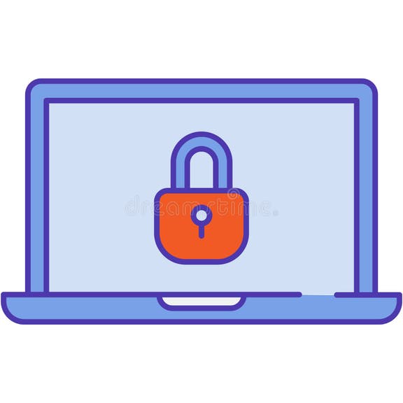 Lock on Laptop Screen Vector Safe Computer Icon Stock Vector ...