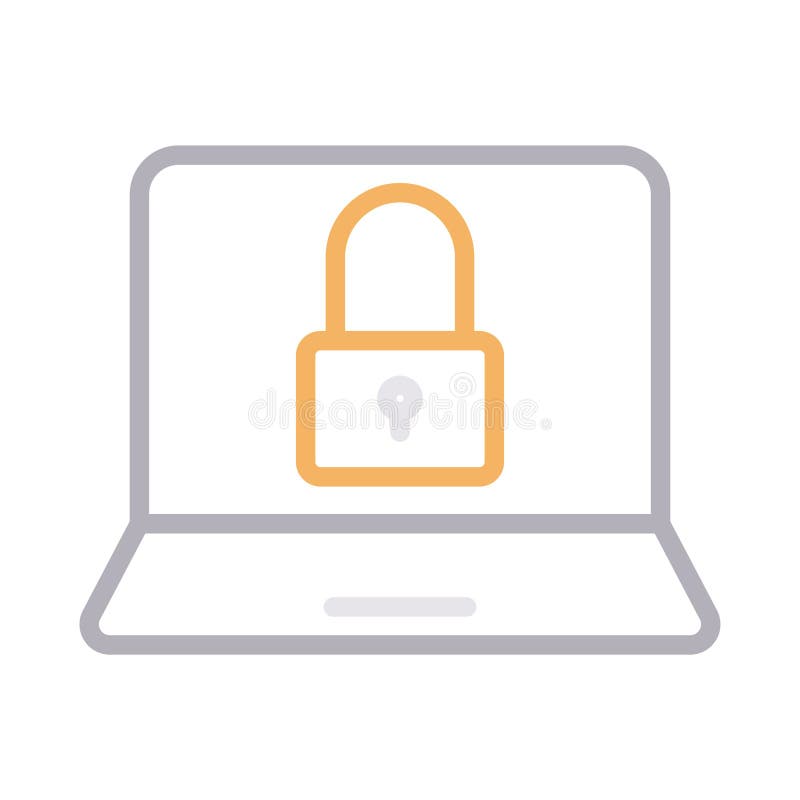 Lock Laptop Thin Line Color Vector Icon Stock Vector - Illustration of ...