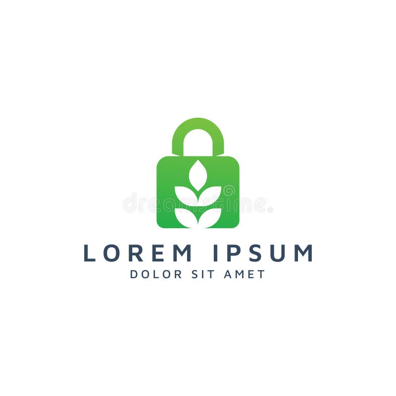 Lock and Leaf Negative Space Logo Design Stock Vector - Illustration of ...