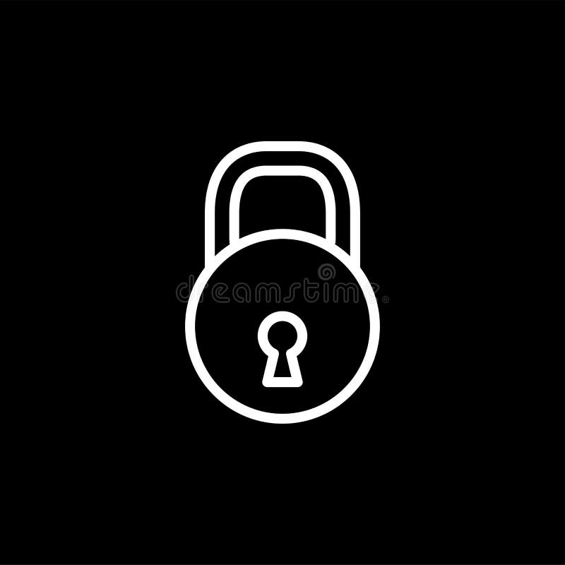 Lock Line Icon on Black Background. Black Flat Style Vector ...