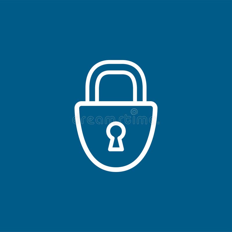 Lock Line Icon on Blue Background. Blue Flat Style Vector Illustration ...
