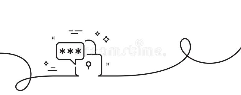 Lock Line Icon. Padlock Password Sign. Continuous Line with Curl ...