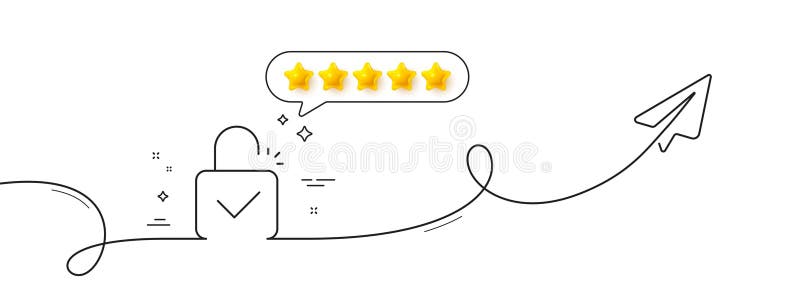 Lock Line Icon. Padlock Approved Sign. Continuous Line with Plane ...