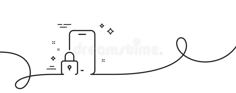 Lock Line Icon. Fingerprint Access Sign. Continuous Line with Curl. Vector Stock Illustration ...