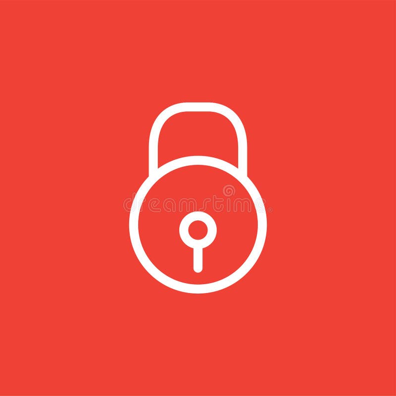 Lock Line Icon on Red Background. Red Flat Style Vector Illustration ...