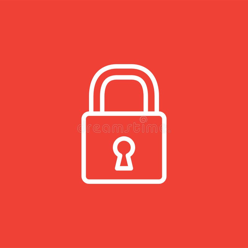 Lock Line Icon on Red Background. Red Flat Style Vector Illustration ...