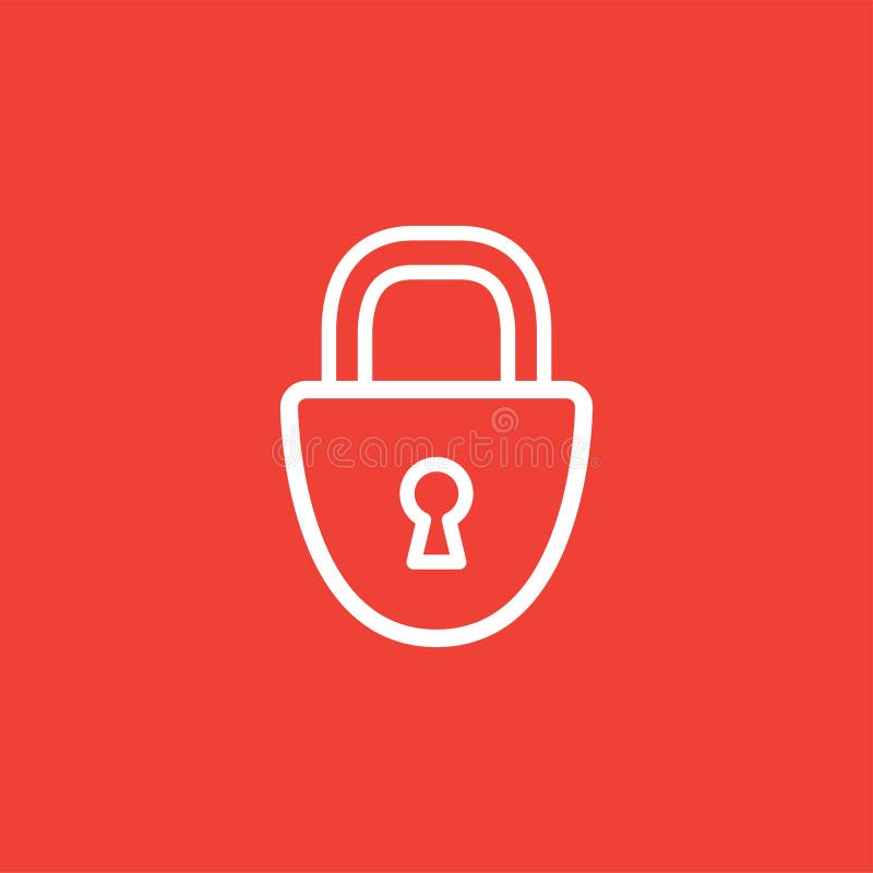 Lock Line Icon on Red Background. Red Flat Style Vector Illustration ...