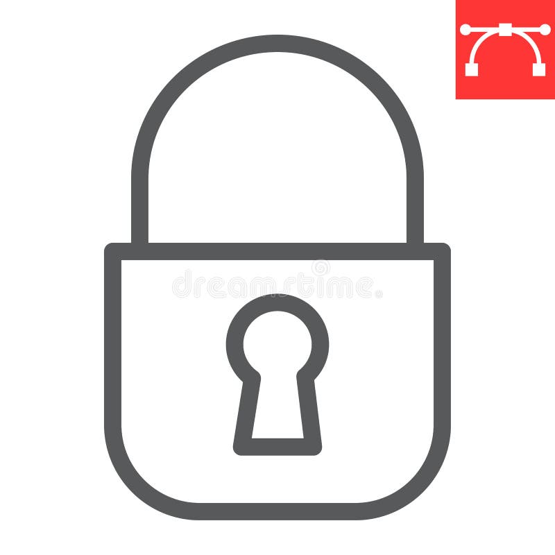 Lock Line Icon, Ui and Button, Padlock Sign Vector Graphics, Editable ...